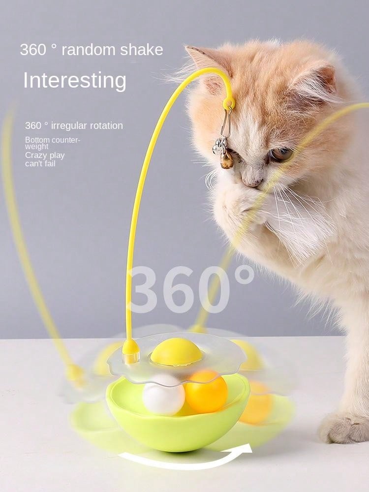 Cat Wobbler Toy With Detachable Teaser Wand, Feather, Bell, Catnip Ball ...