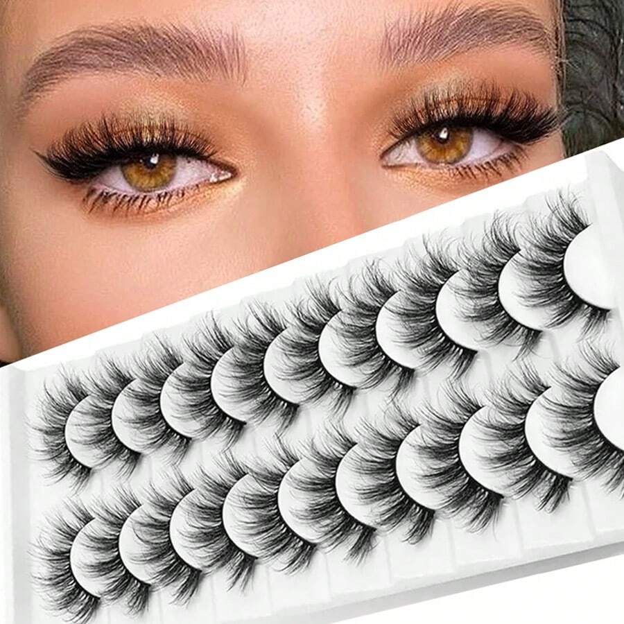 10 Pairs Of 8D Fake Eyelashes, Naturally Fluffy, Eye-Catching And Long ...
