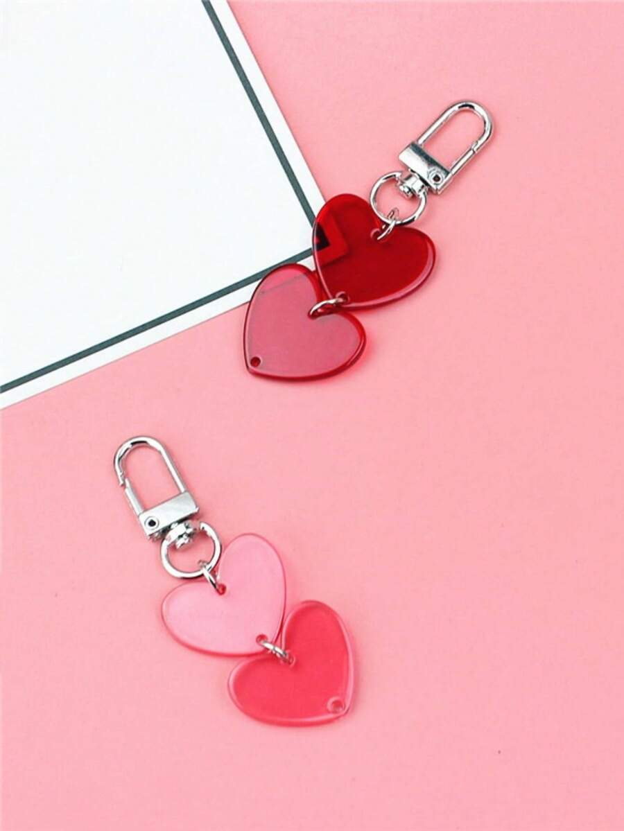 1pc Unisex Personality Acrylic Love Heart Keychain, Sweet And Lovely ...