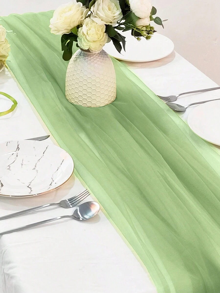 1pc 63*78inch Green Solid Yarn Table Runner, Perfect For Decorating ...