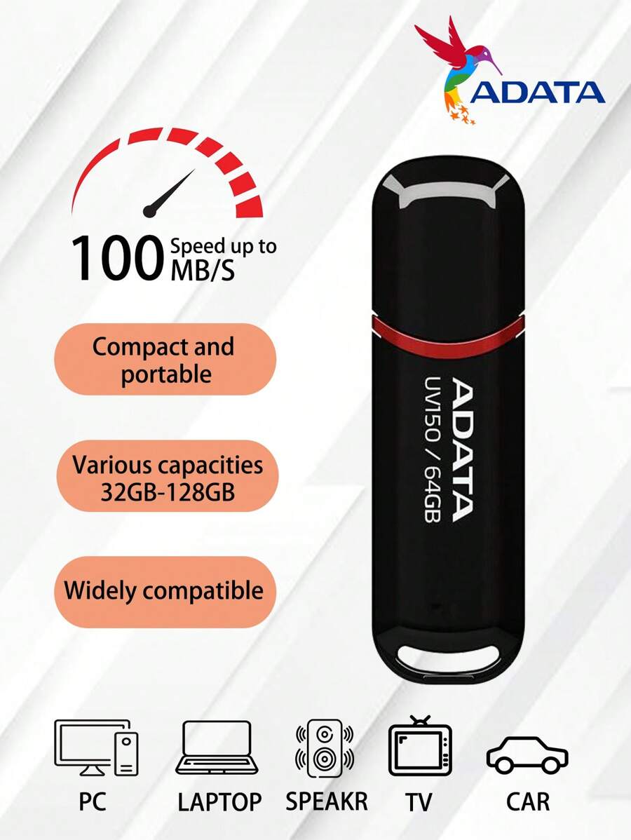 ADATA ADATA USB 3.2 USB Flash Drive UV150 Pen Drive 128GB 64GB 32GB Pendrive Black Flash Drive ...
