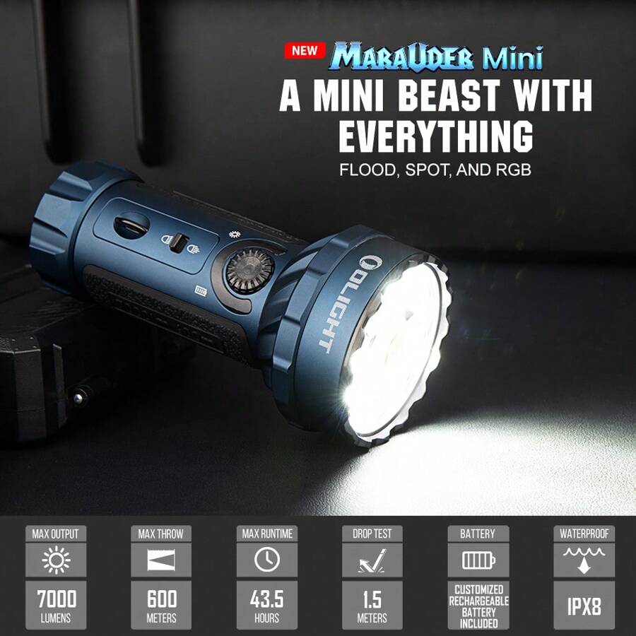 OLIGHT Marauder Mini 7,000 Lumens Bright Flashlight With 600 Meters ...