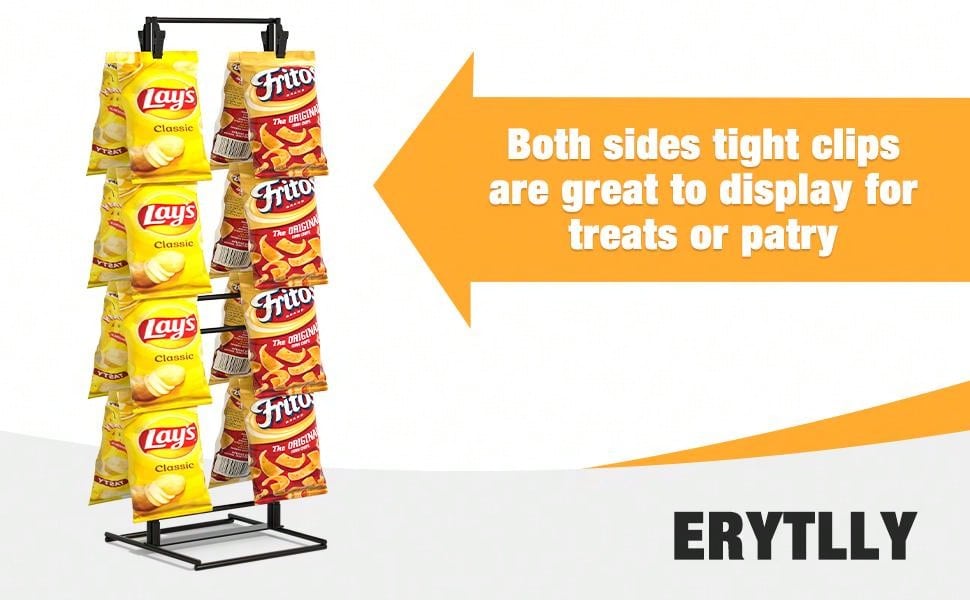 2 Row 32 Clips Premium Chip Rack Stand Display For Retail- Organize ...