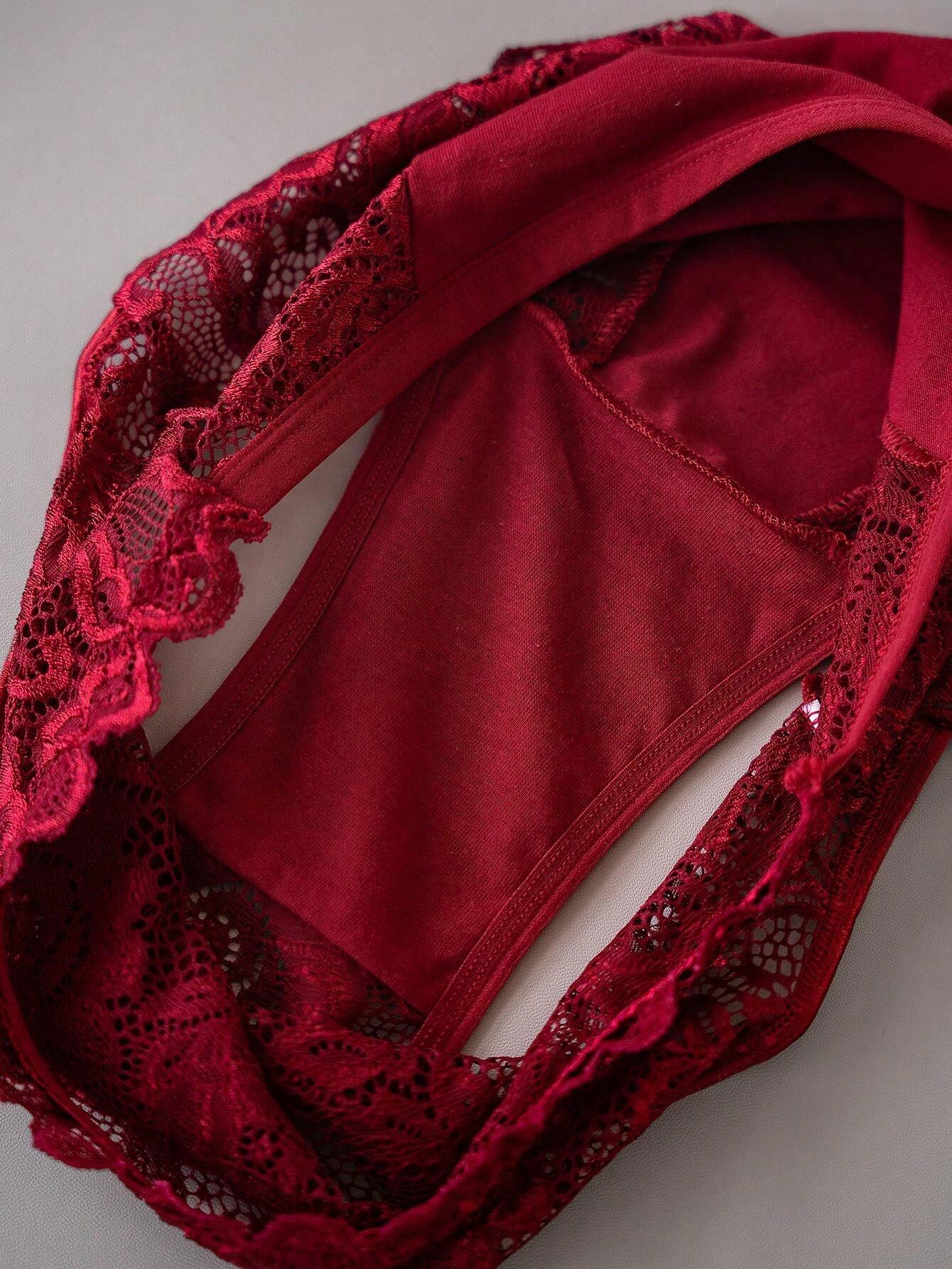 5pcs Women's Solid Color Lace Triangle Underwear | SHEIN EUQS