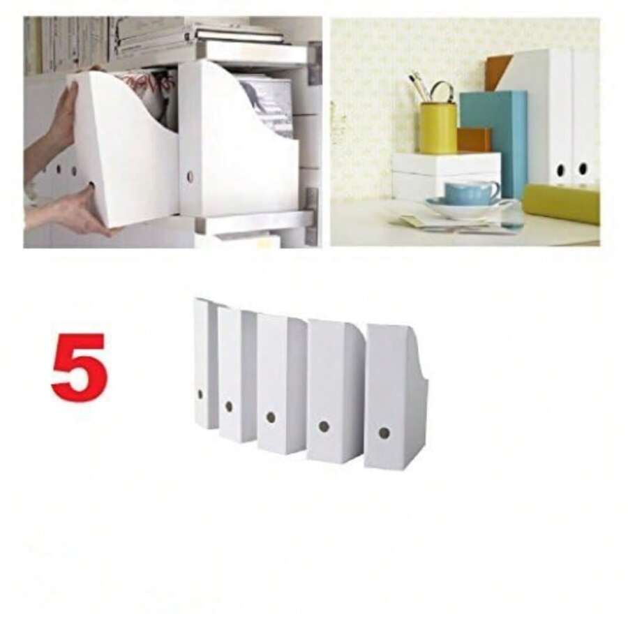 ROYALNA (5 PACK) White Magazine File Folder Holder, Magazine Organizer ...