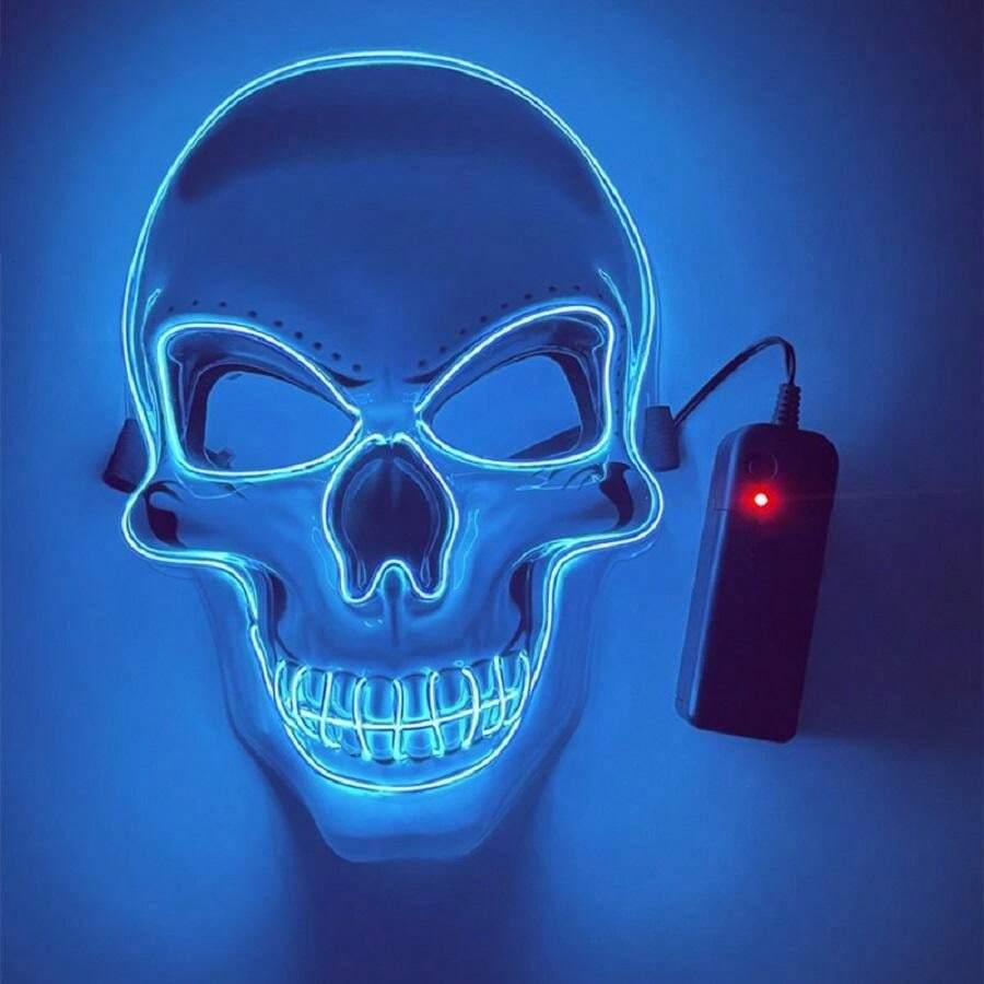 LED Luminous Mask Halloween Fluorescent Performance Ghost Face Mask COS ...