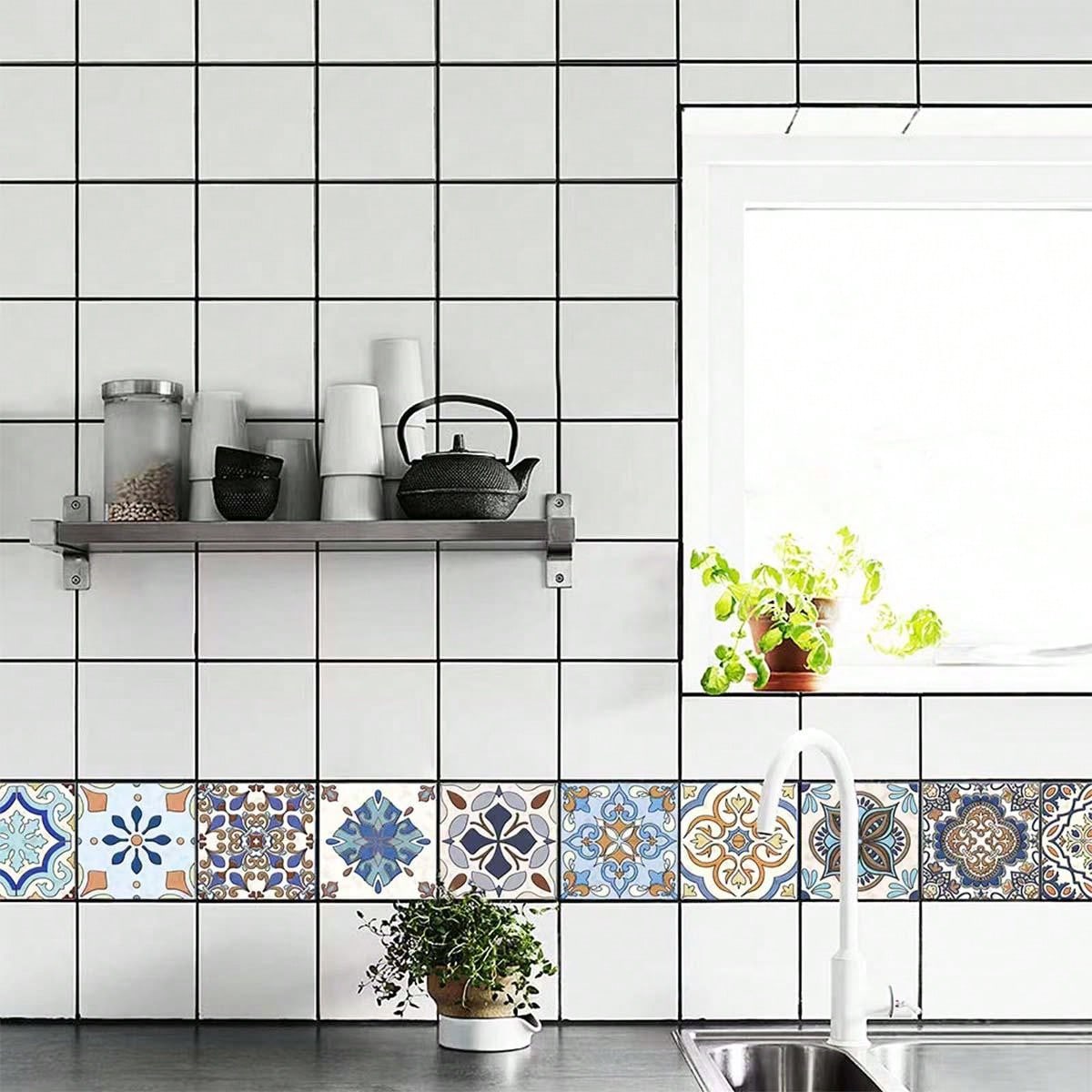 10pcs Hard Panel Flower Tiles Stair Sticker, 3d Waterproof Wall Tile ...