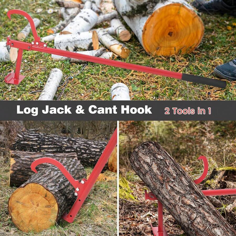 48IN Log Peavey Tool, Cant Hook, 2-In-1 Logging Equipment With Moving ...