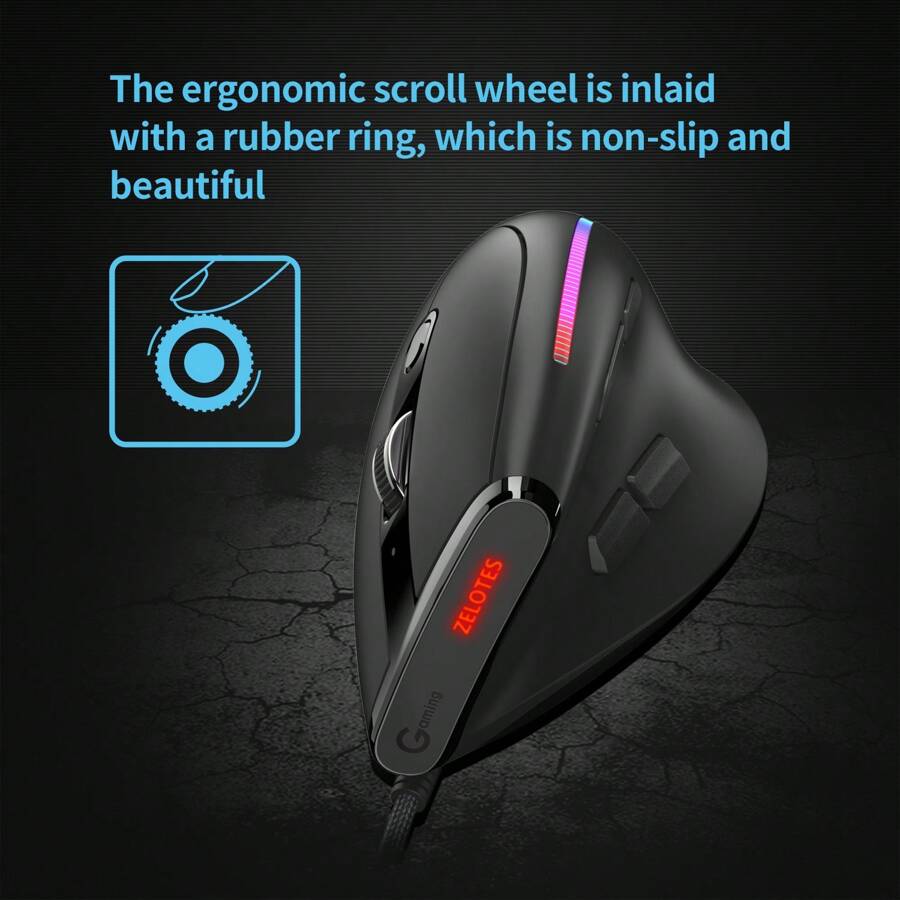 Jomaa Wired Gaming Mouse RGB Vertical Ergonomic Mice 9 Button ...