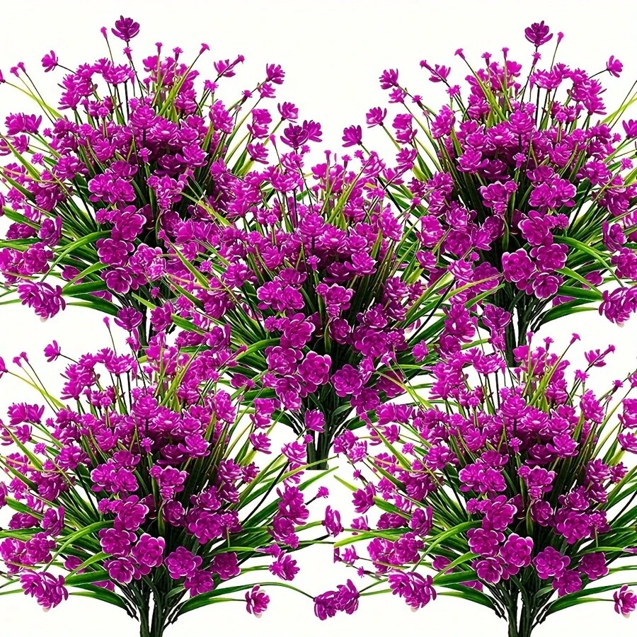 10 Bundles Artificial Flowers Outdoor UV Resistant Fake Plants Indoor ...