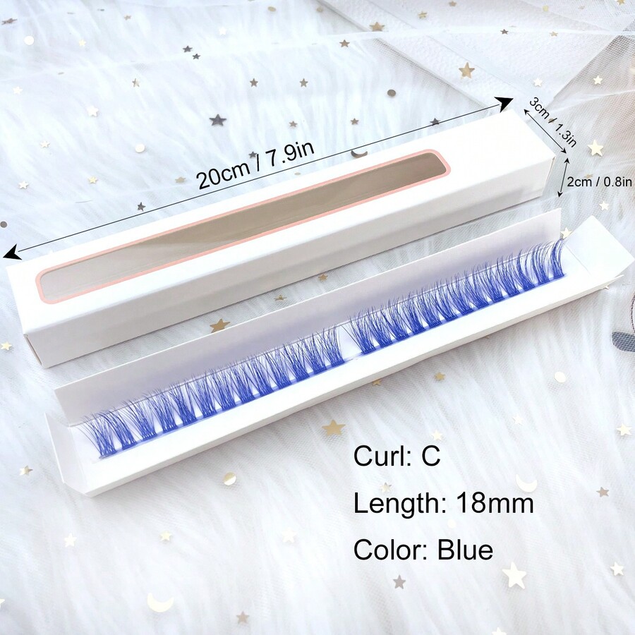 Waloshow Blue Color DIY Cluster Lashes 26 Pcs 18mm 0.07/C Crul Eyelash ...