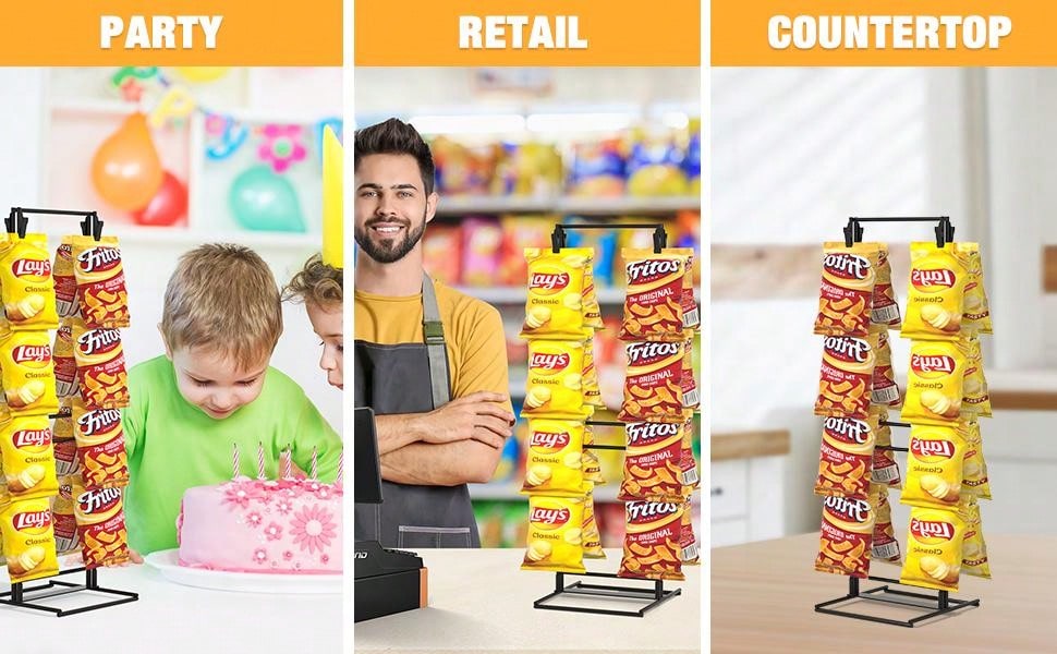 2 Row 32 Clips Premium Chip Rack Stand Display For Retail- Organize ...