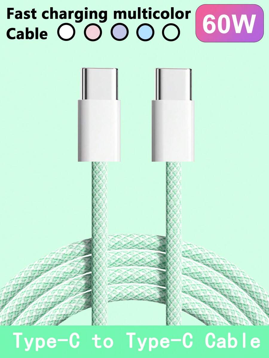 60W Type C To Type C Multi-Color Fast Charger Cable, High-Speed ...