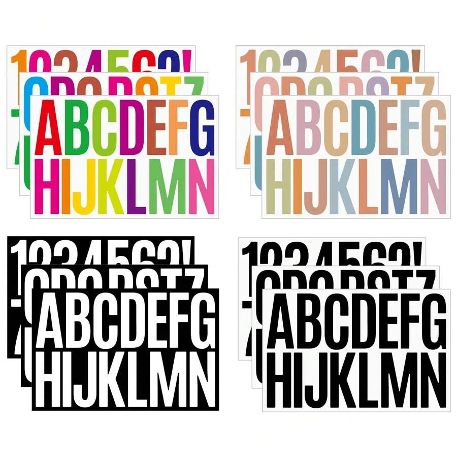 12 Sheets Vinyl Letter Stickers Large, 3 Inch Self Adhesive Number ...