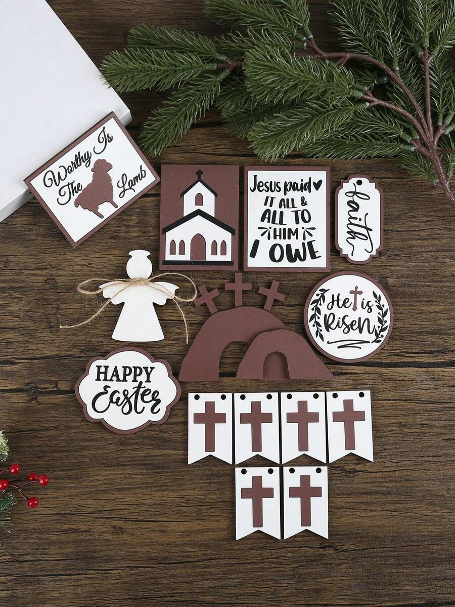 Easter Blessing Nativity Scene Layered Tray Decoration, Festival Wooden ...