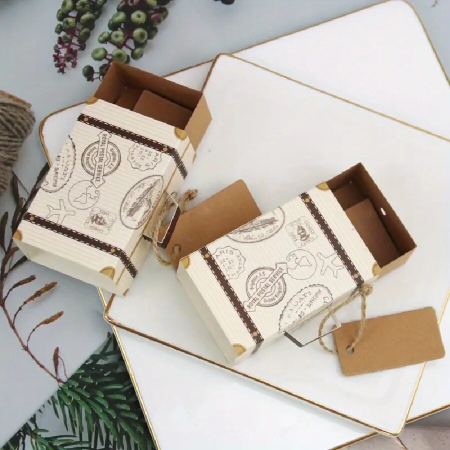 10 Piezas Cajas De Regalo, Cajas De Dulces, Diseño De Forma De Maleta ...