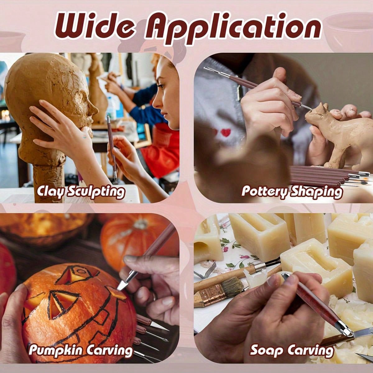 Ceramic Tools Set Of 9 Pieces With 12 Sculpting Blades, Silicon Scraper ...