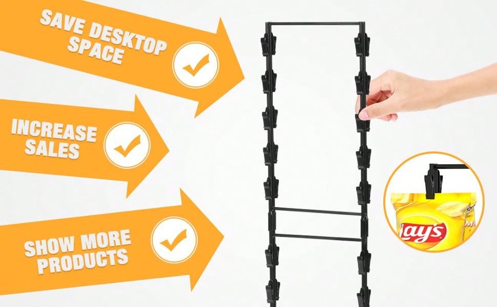 2 Row 32 Clips Premium Chip Rack Stand Display For Retail- Organize ...