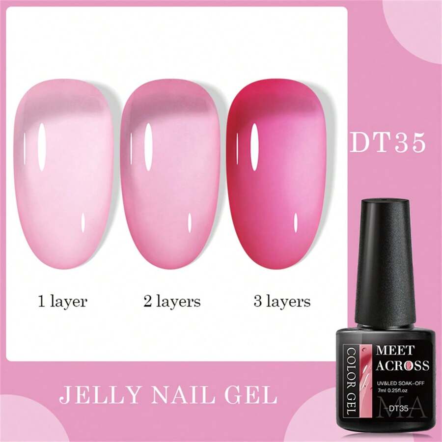Gel Nail Polish Kit 6 Colors Pink Confetti Collection Classic Pink ...