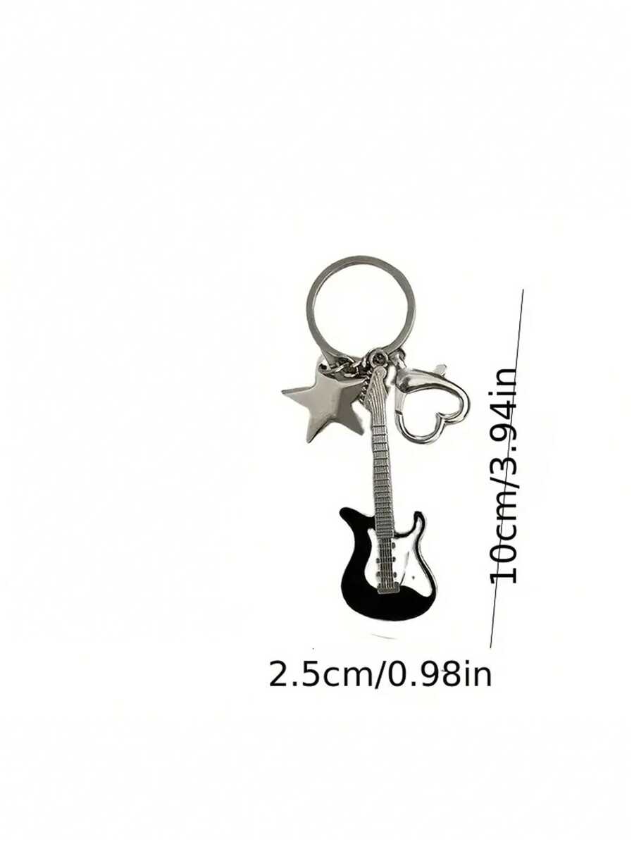 1pc Electric Guitar Star Bass Pendant Keychain For Men, Retro Backpack ...