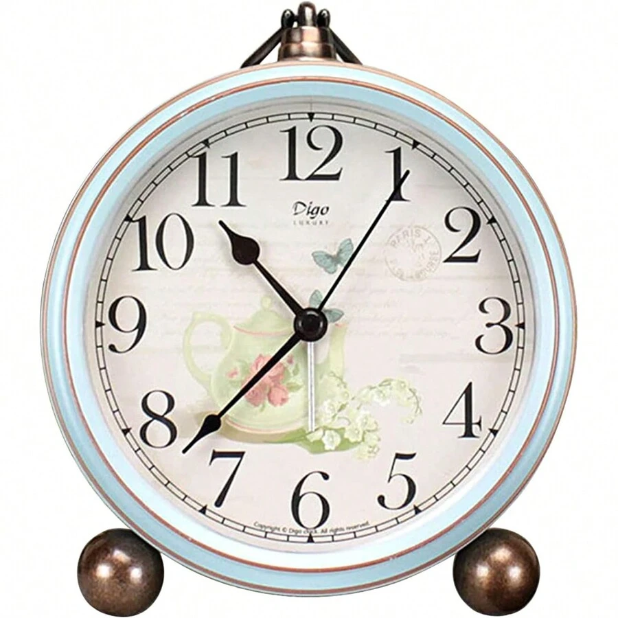 5.2in Desk Clock, Retro Silent Analog Clock Non-Ticking & Battery ...