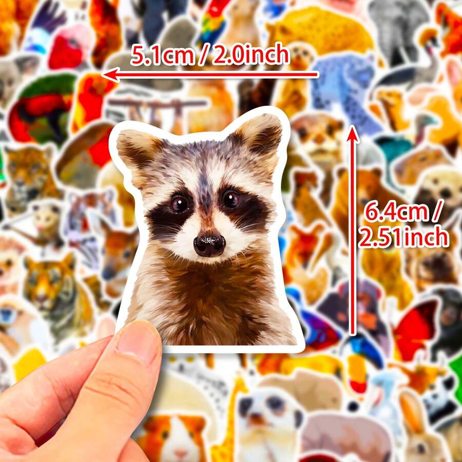 100PCS Realistic Animal Stickers, Waterproof Wildlife Animal Faces ...