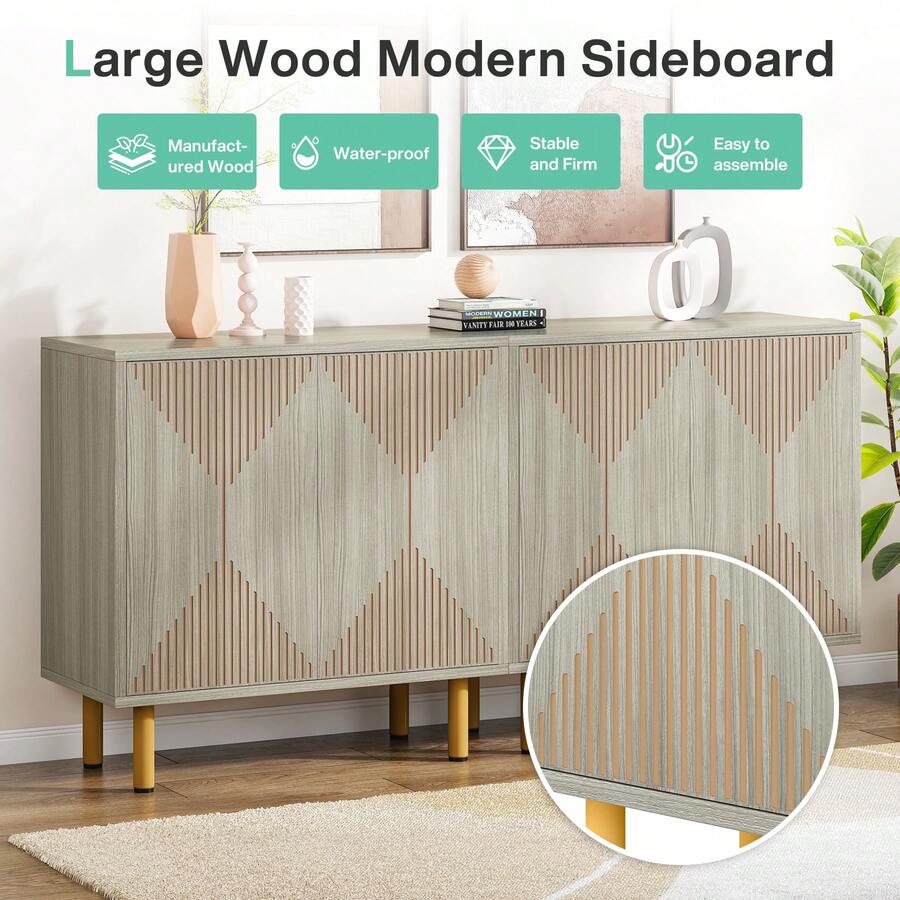 Tribesigns Modern Storage Cabinet Set, Freestanding Floor Cabinet ...