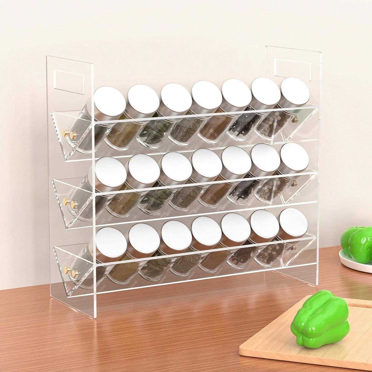 Acrylic Spice Rack Organizer For Cabinet Spice Jars, Clear Vertical ...