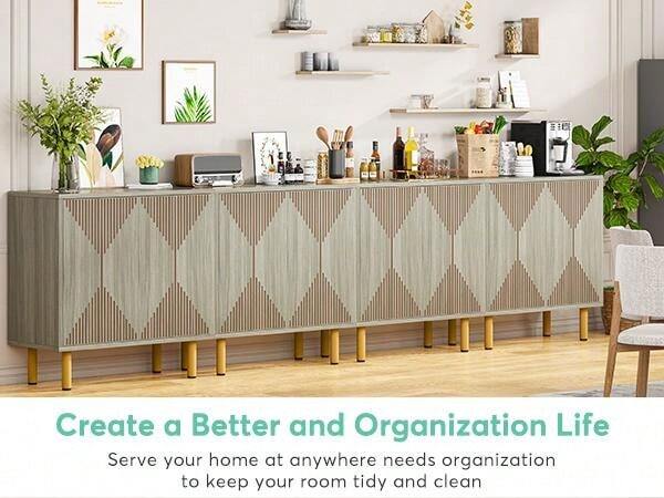 Tribesigns Modern Storage Cabinet Set, Freestanding Floor Cabinet ...