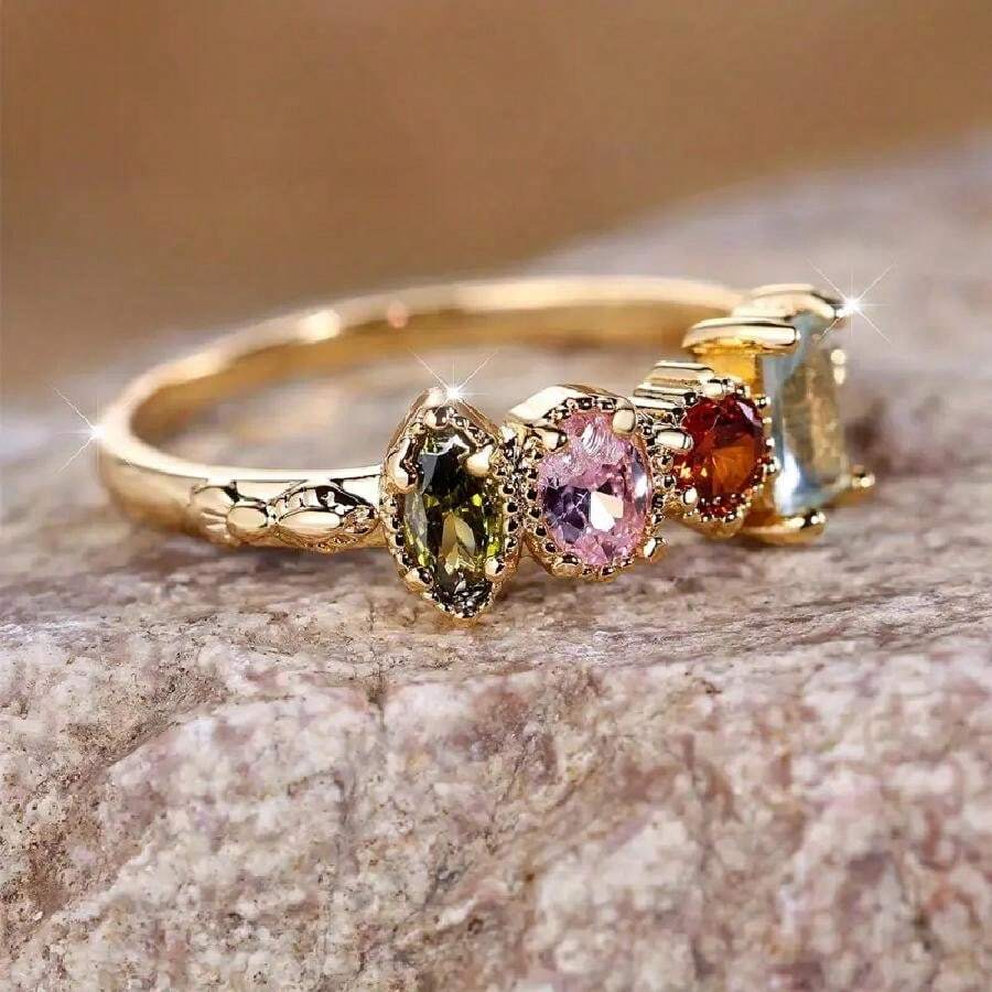 1pc Vintage Promise Ring Inlaid Waterish Zirconia Engagement Wedding ...