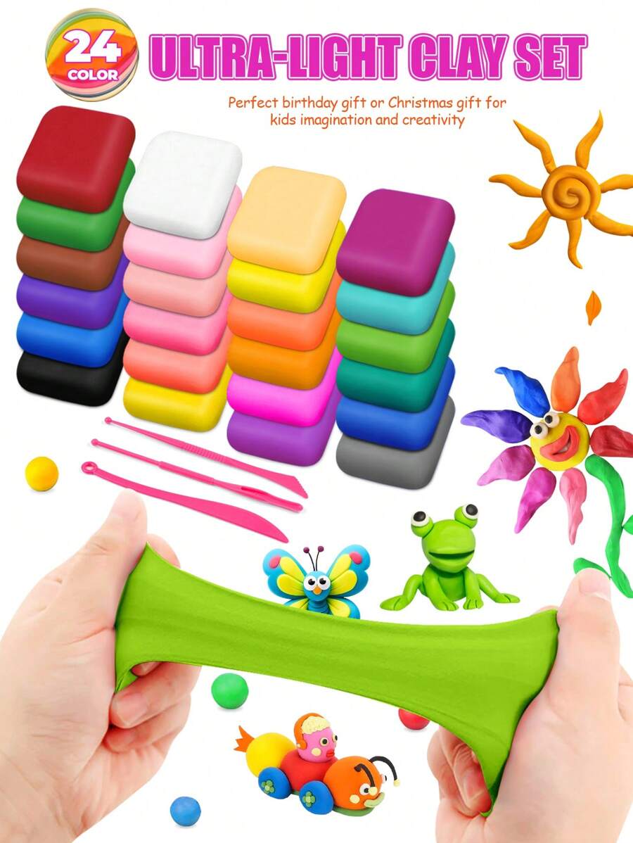 Modeling Clay Set-24 Colors Air Dry Clay, Diy Sculpting Clay With ...