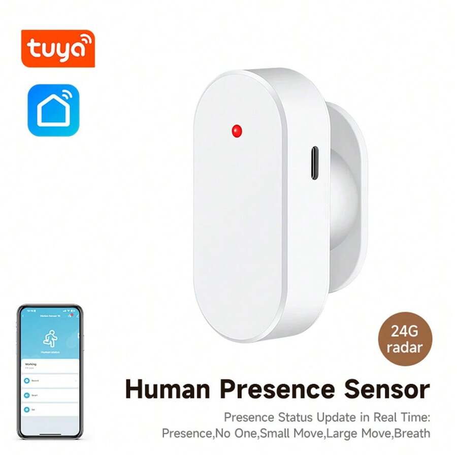1Pc Human Presence Sensor,Tuya Zigbee Millimeter Radar Wave Presence ...