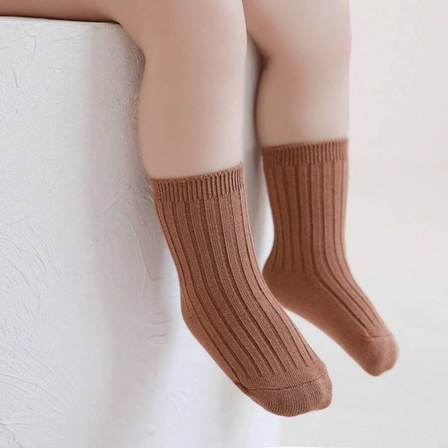 Five-Pair Set Of Essential Solid Color Kids' Socks - Soft And Cozy For ...
