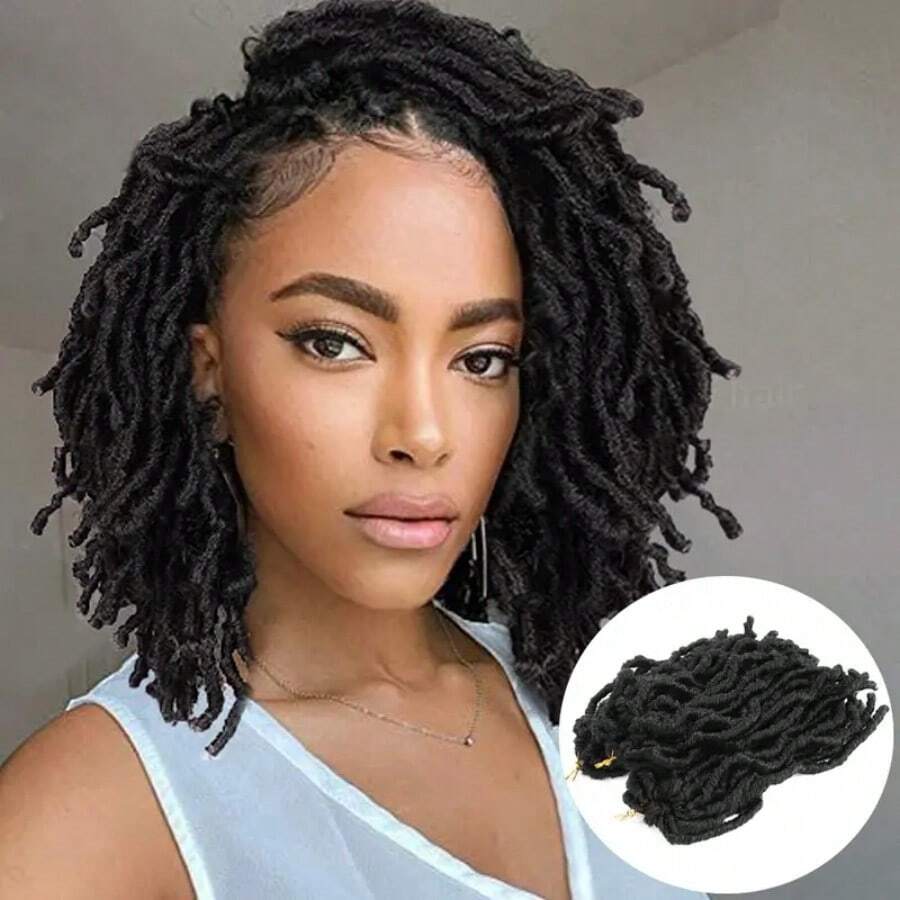 Faux Locs Crochet Hair 8 Inches Natural Black Soft Locs Pre-Looped ...