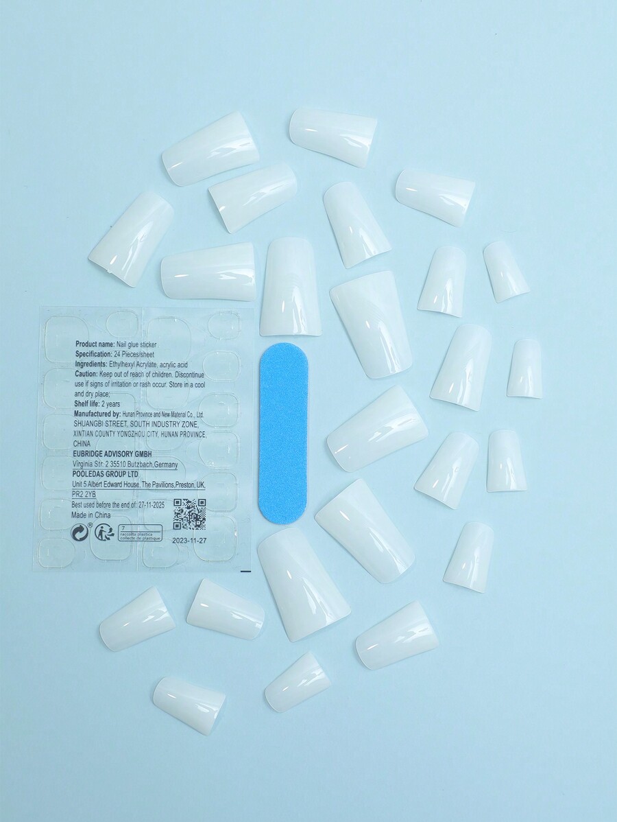 24pcs Full Cover Duck Nail Tips White Press On Nails Design,Duck Feet ...