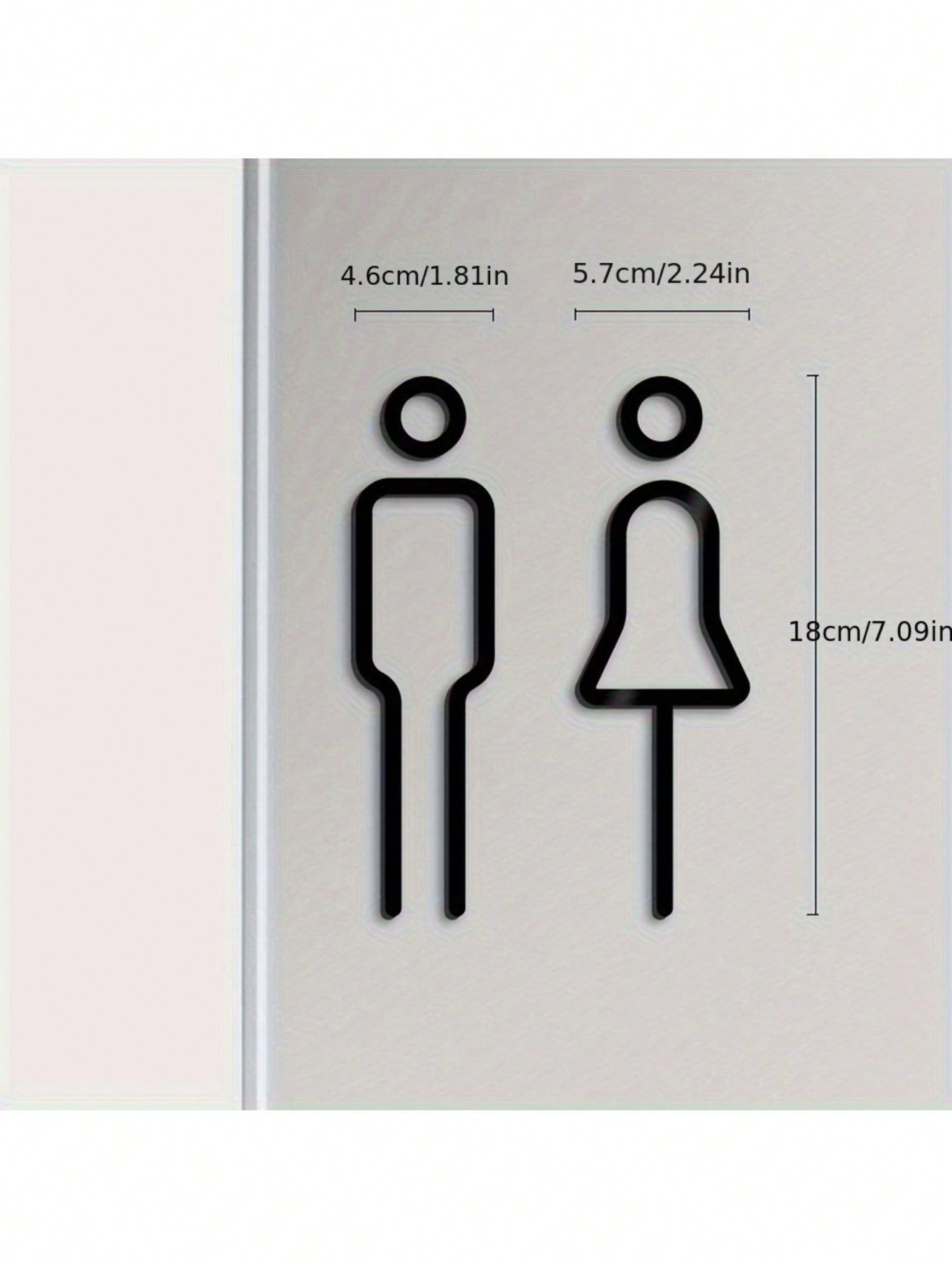 1pc Black Color Toilet Sign Plate, Brass Wash Room Door Wall Label ...