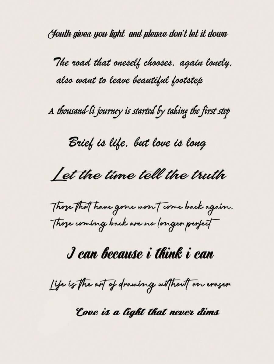 1pc Black English Word & Sentence Temporary Tattoo Stickers, For Wrist ...