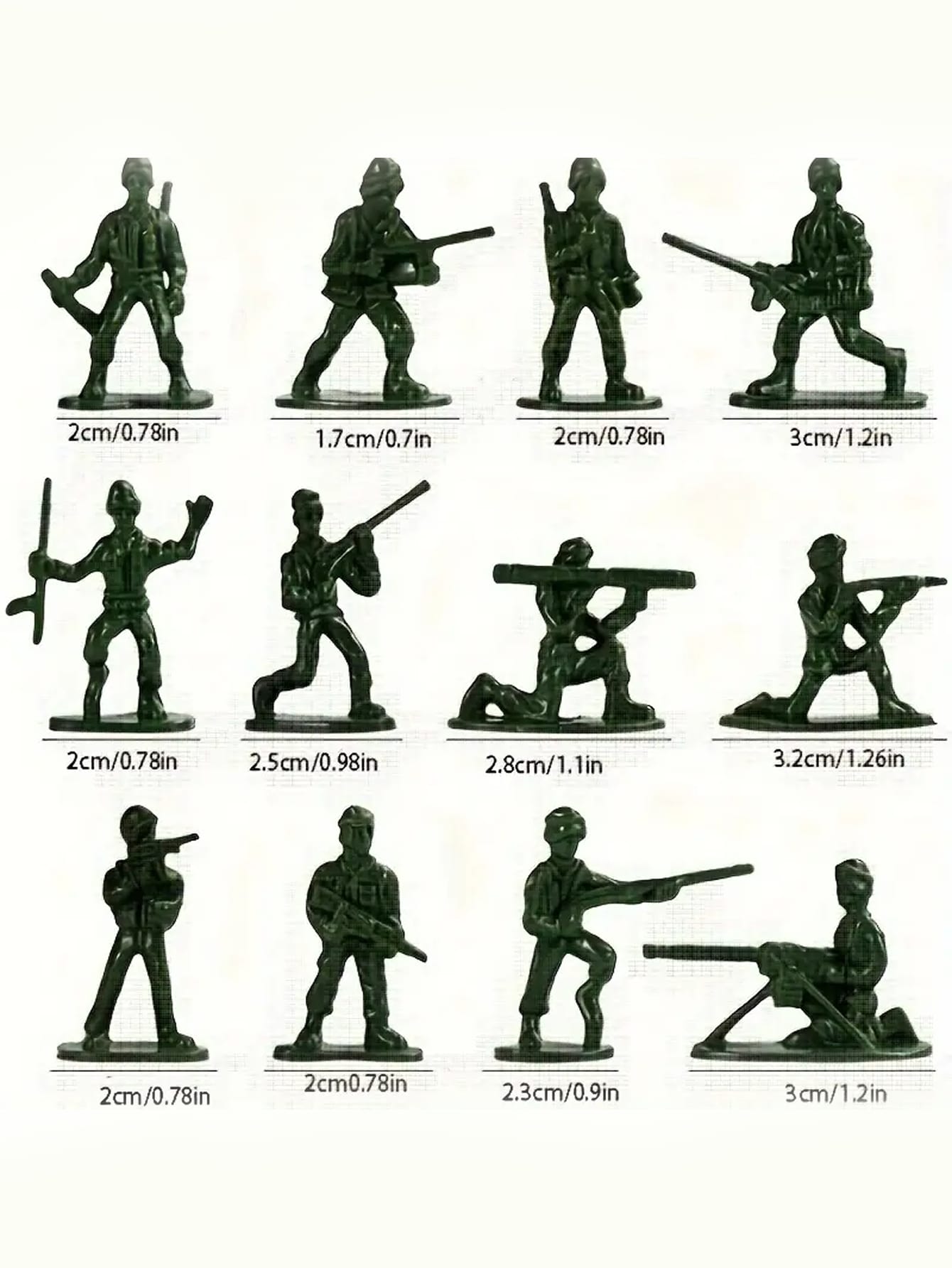 [Random Style]100pcs Toy Soldier Action Figures In Various Poses, Green ...