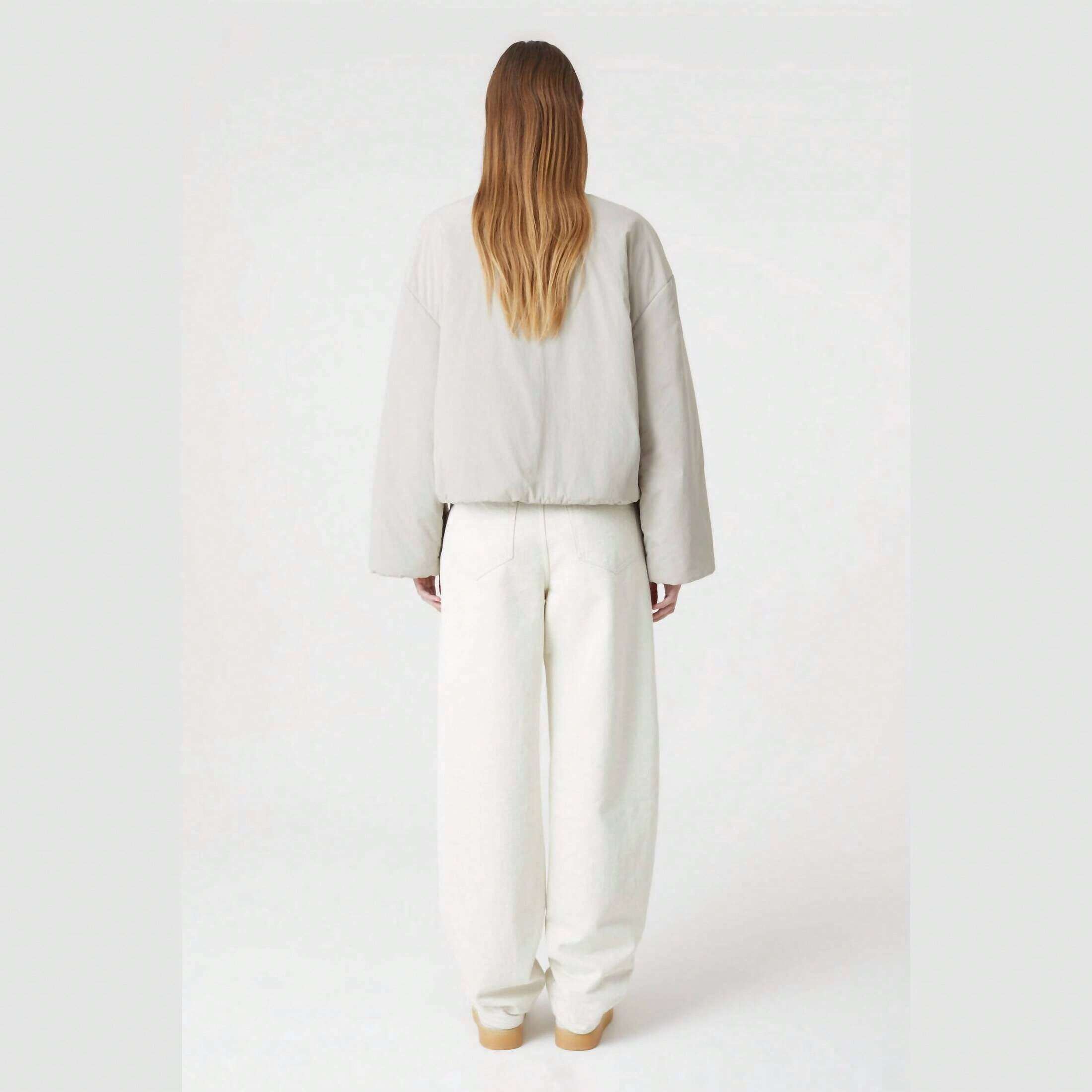 CLOSED Puffer Bomber Jacket In Plaster | SHEIN USA