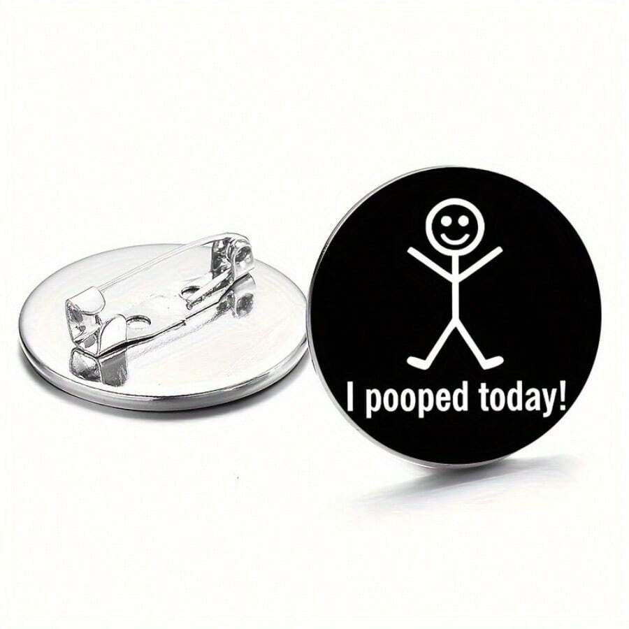 Funny Horizontal Pin Brooch With Time Gemstone Design, Handmade Retro ...