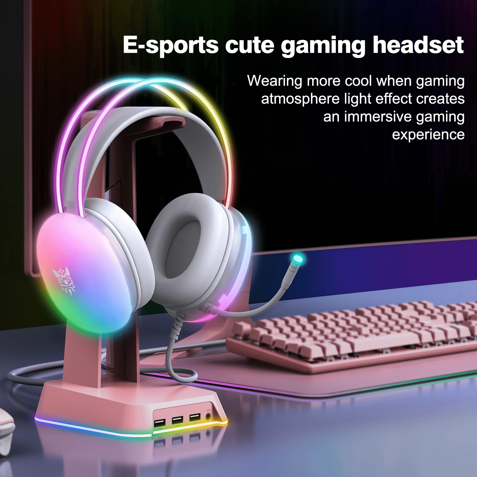 ONIKUMA X25 Wearable Gaming Headset with Full Illuminated RGB PC ...