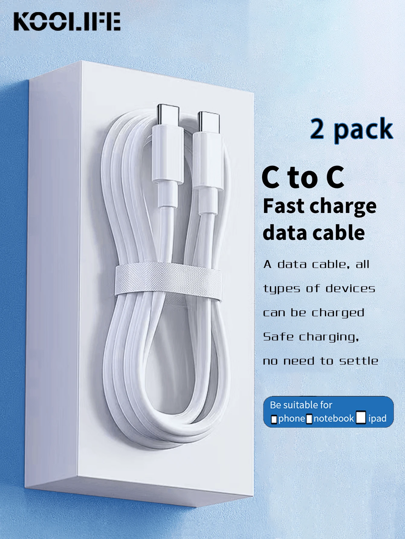 Koolife 2pcs/Pack 3a Braided Usb-C Data/Charging Cable Compatible With ...