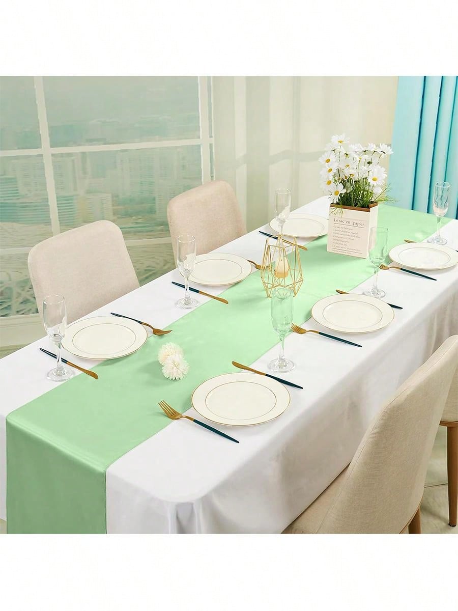 5 PC Satin Table Runner 12 X 108 Inch Mint Green Table Runnerss For ...