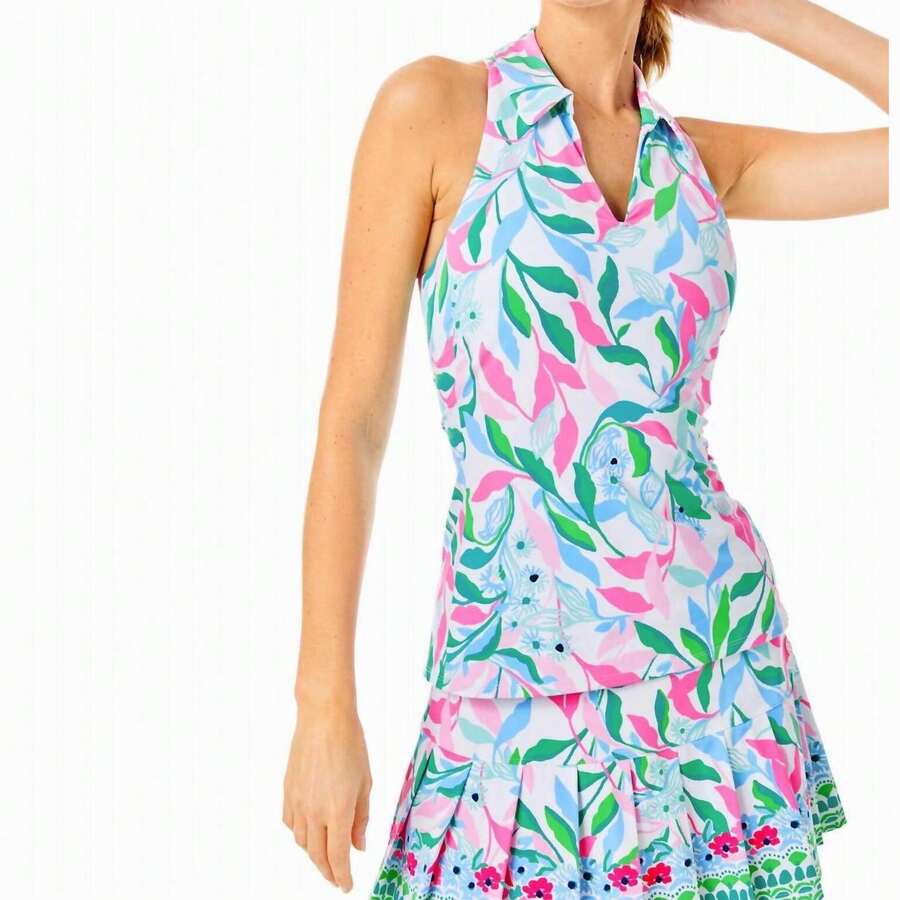 Lilly Pulitzer Lakelyn Bra Polo Upf 50+ In Resort White Holding Court ...