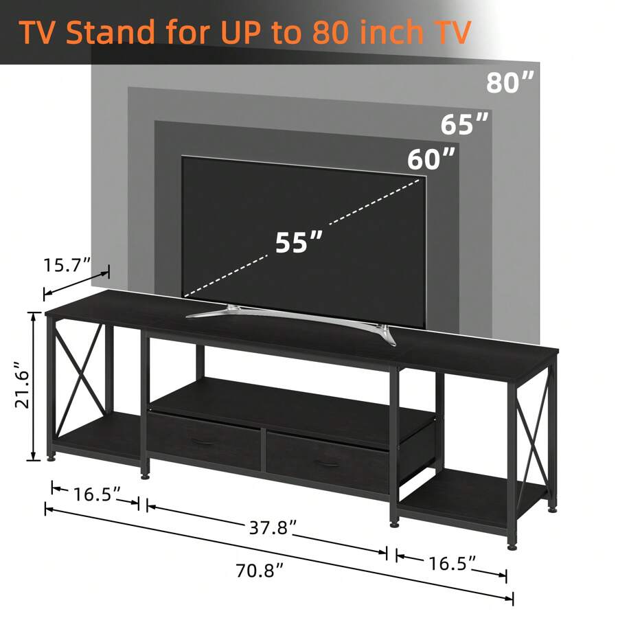 TV Stand With Drawer For 75 80 Inches TV - Entertainment Center And ...