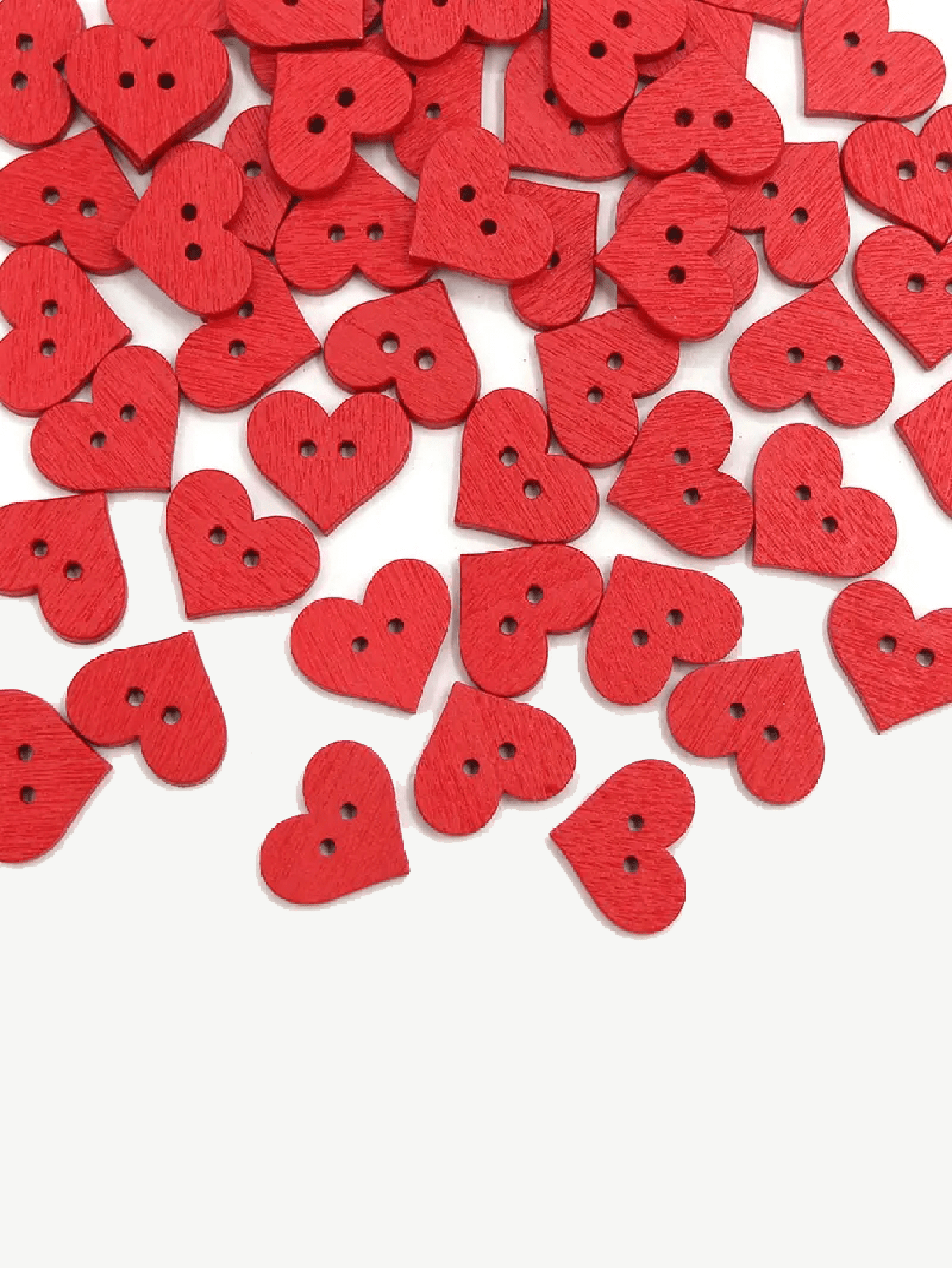100pcs 2-Hole Decorative Heart Shaped Wooden Buttons For Sewing, Diy ...