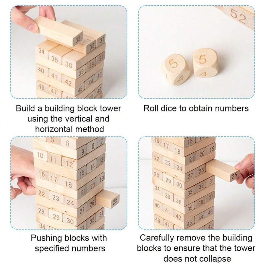 1 Set Of Wooden Stacking Block Game Made Of Natural Wood With Unique ...