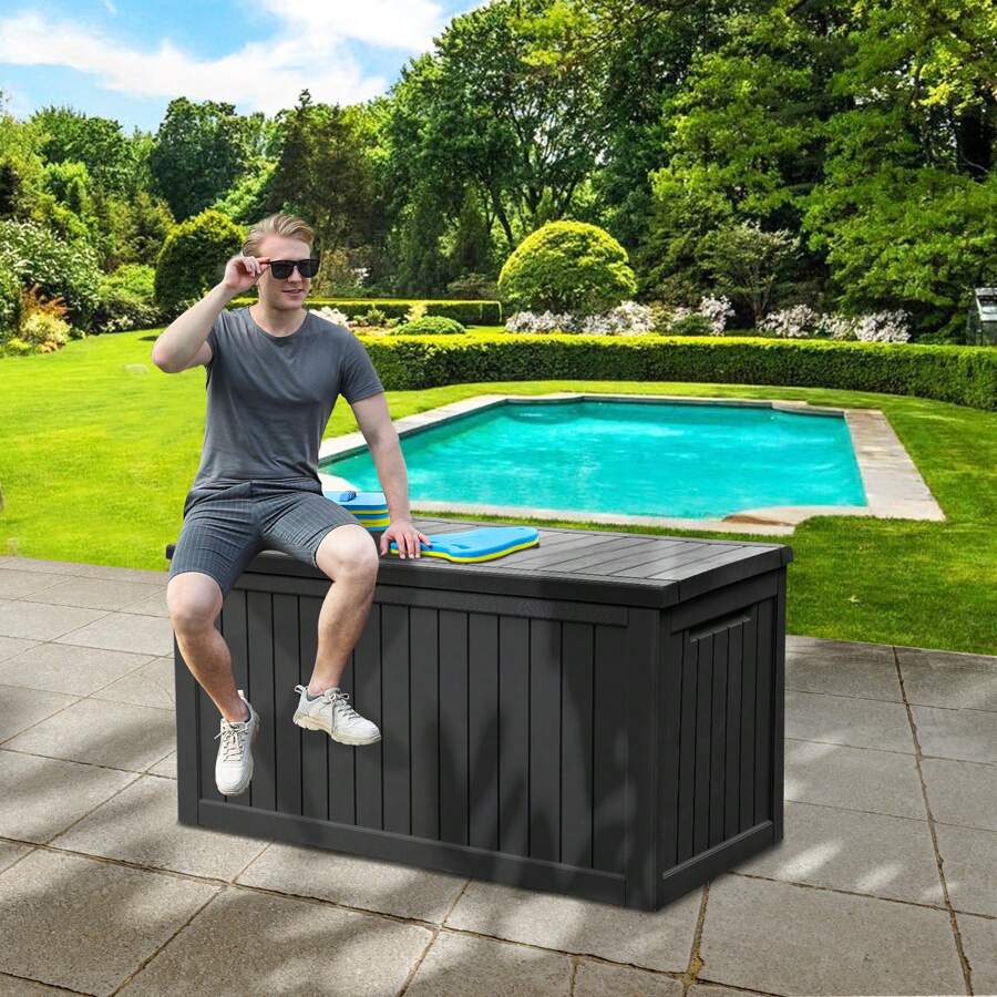 870L Extra Large Outdoor Garden Tool Storage Box Patio Utility Deck ...