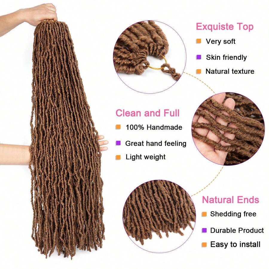 1 Packs Faux Locs Crochet Braiding Hair Soft Locs ,30 Inch Brown Long ...