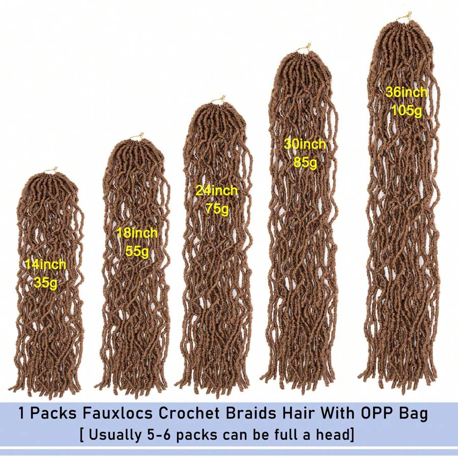 1 Packs Faux Locs Crochet Braiding Hair Soft Locs ,30 Inch Brown Long ...